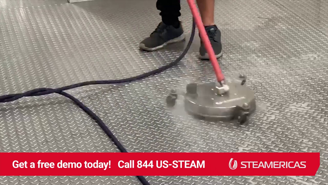 Diamond Plate Cleaning by Optima Steamer Floor Spinner - YouTube