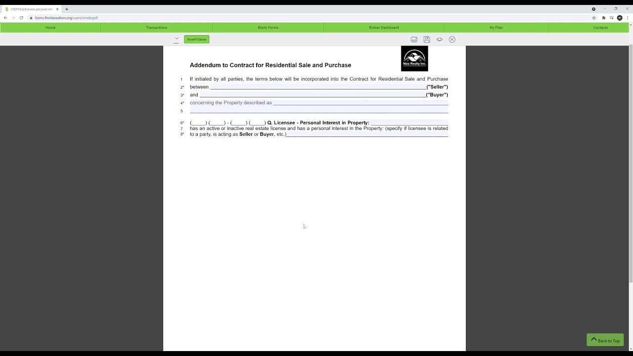 Licensee Personal Interest Addendum (Nizz Realty Inc. Tutorial Video ...