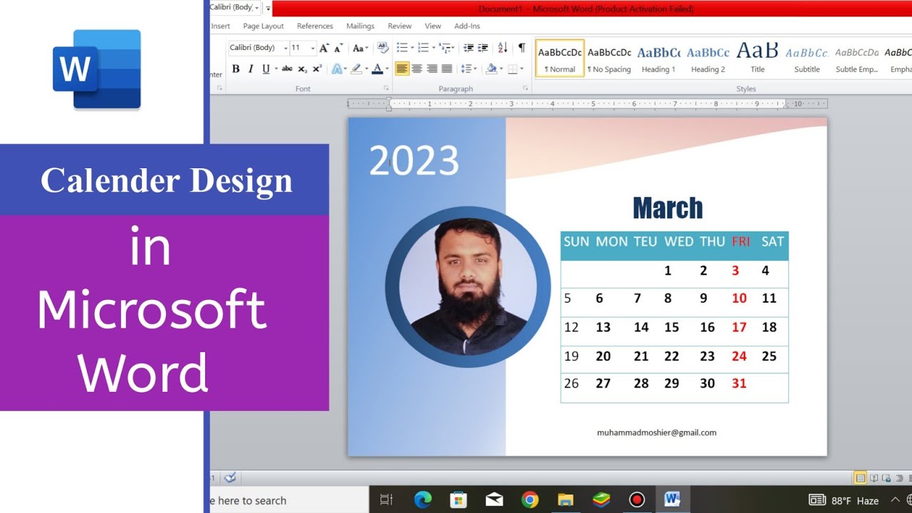 Calender Design By Microsoft Word || Microsoft Word || Graphic Design # ...