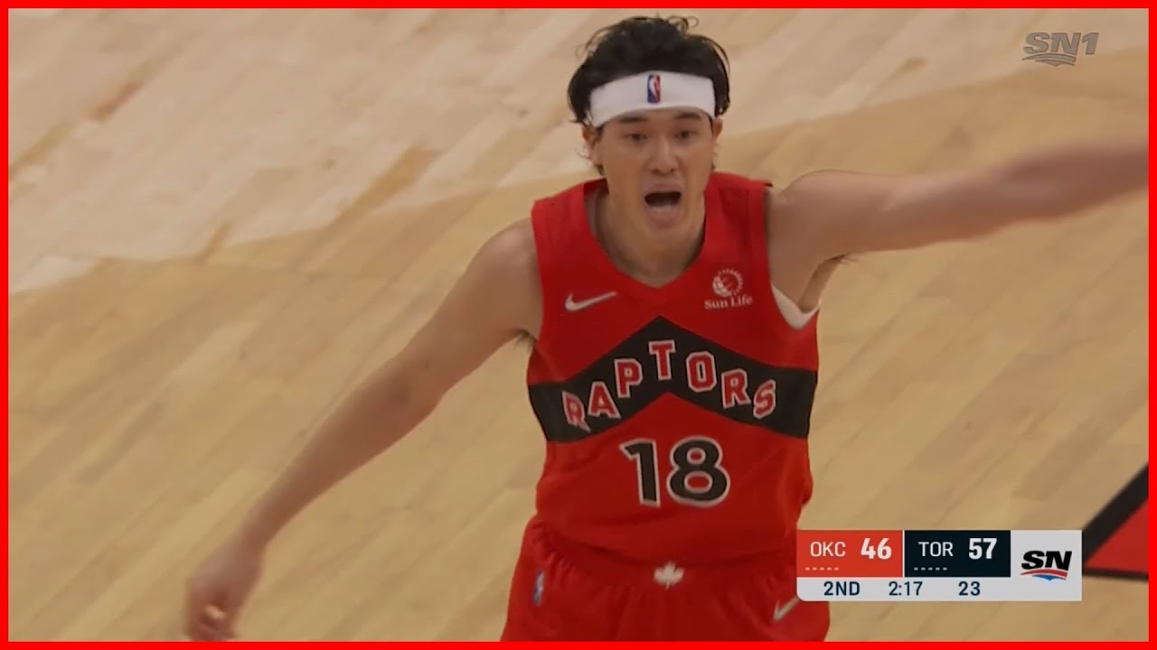 Yuta Watanabe Incredible Left Handed Scoop Pass | Raptors vs Thunder ...
