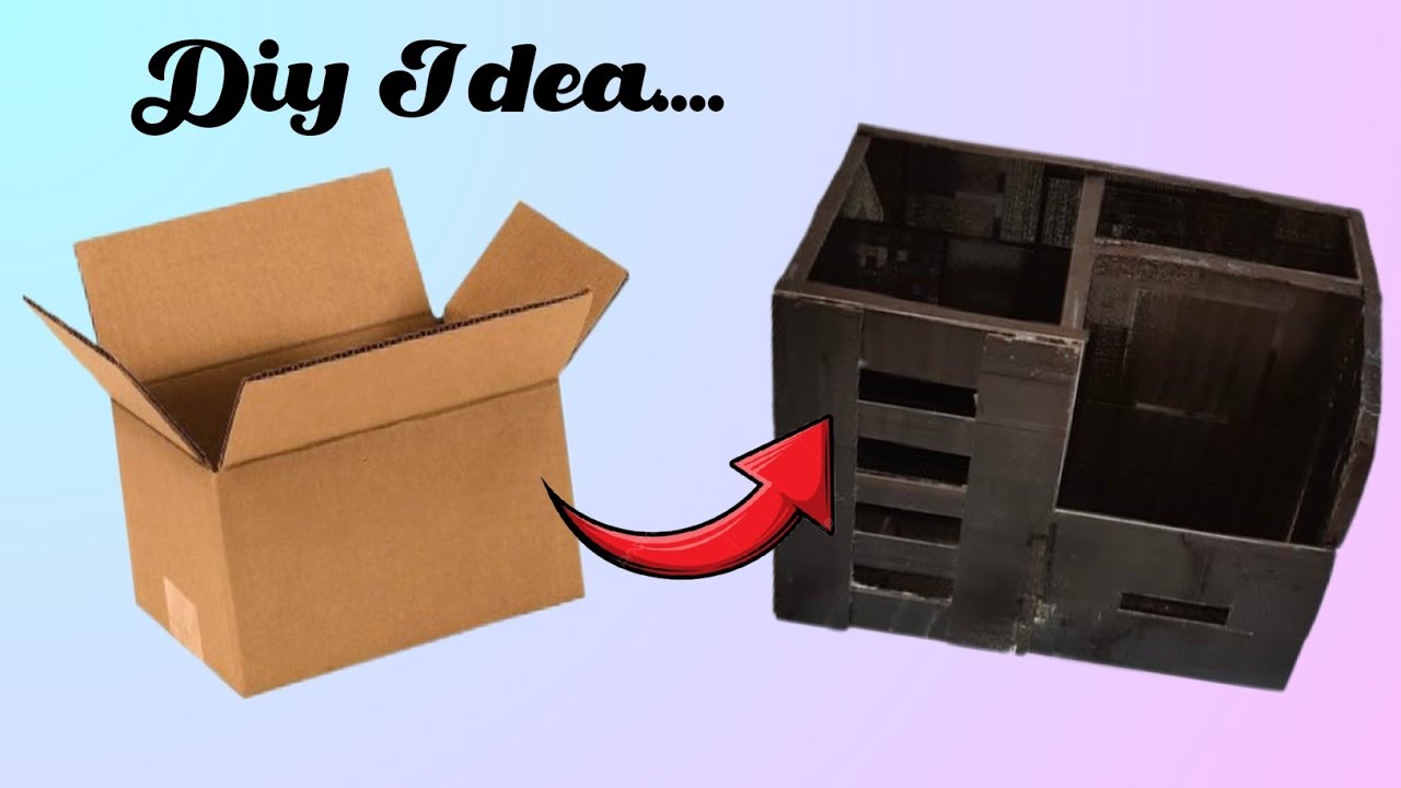 Diy Cardboard pen holder ideas|craft ideas with cardboard box|How to ...