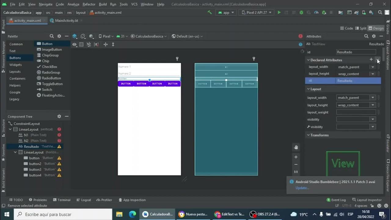 Calculadora en Kotlin Parte 1 Diseño - YouTube