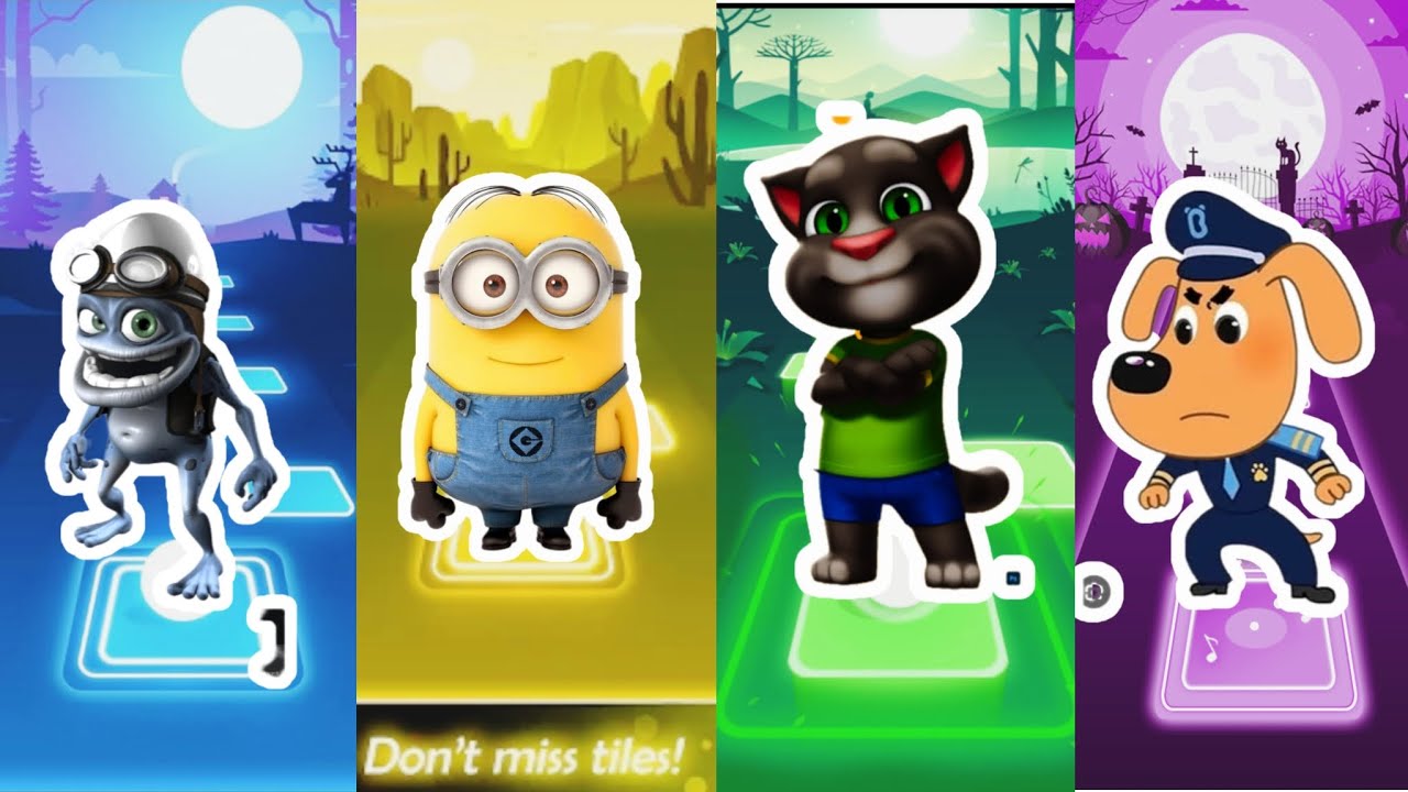 Crazy frog 🆚 Minions 🆚 Talking Tom 🆚 Sheriff Labrador - Tiles Hop ...