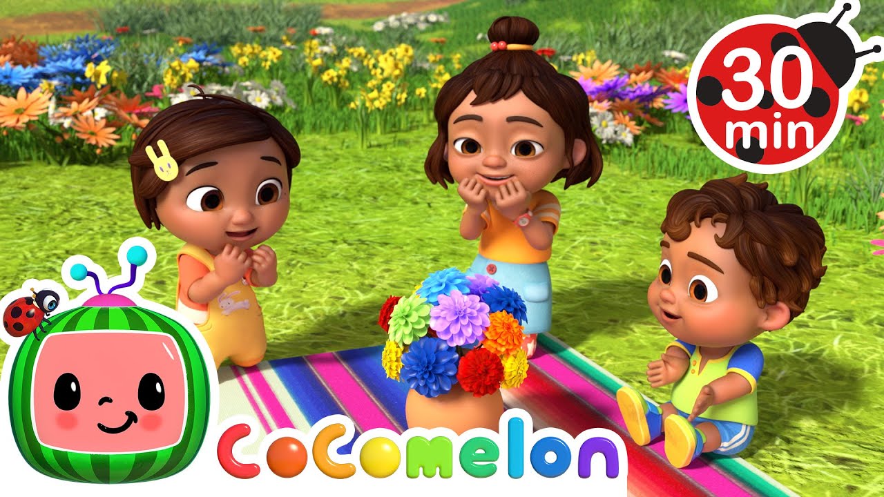 Learning colours with the rainbow flowers! | Cocomelon and Little Angel ...