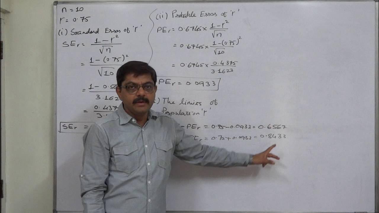 Linear Correlation 29 Calculation of Standard Error - Probable Error - Limits etc - YouTube