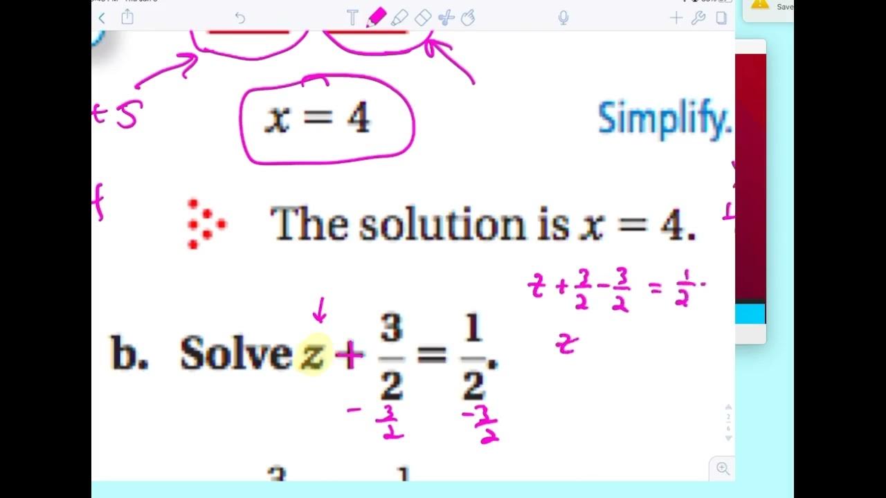 3.3 part 1 red solving equations using add subt - YouTube