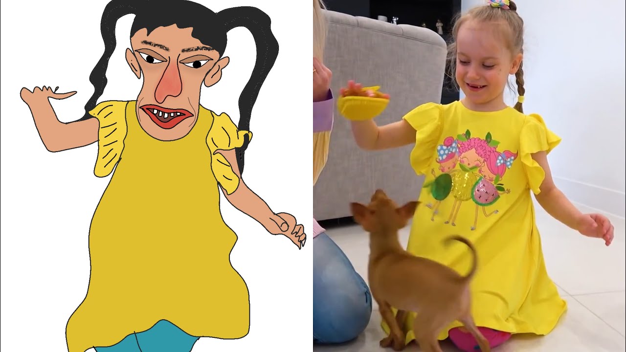 Gaby Alex and Mom play with a funny dog funny drawing meme - Gaby and ...