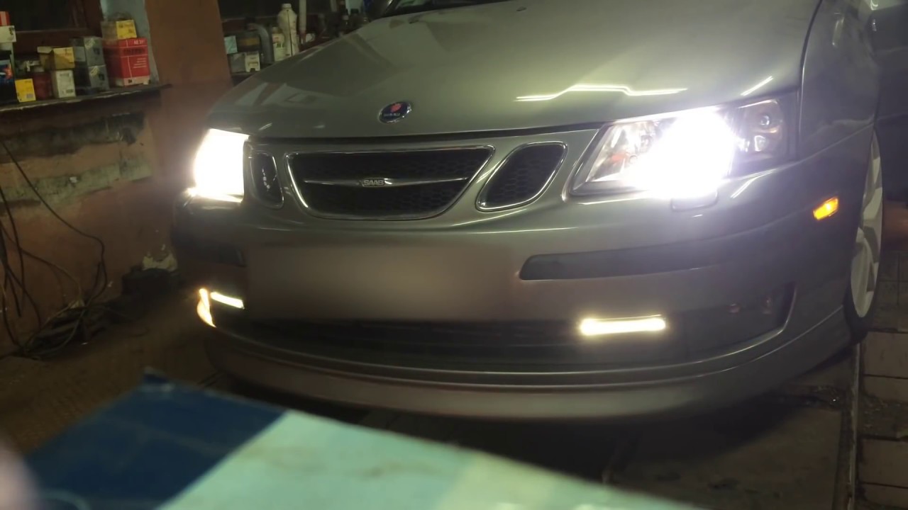 Saab 9-3 - doświetlenie zakrętów CAN. Cornering lights system. - YouTube