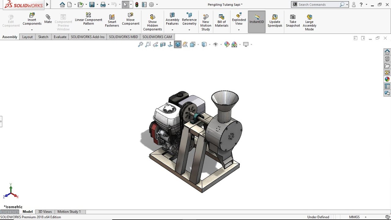 Solidworks Animation Beef Bone Crusher Machine (Mesin Pencacah Tulang ...