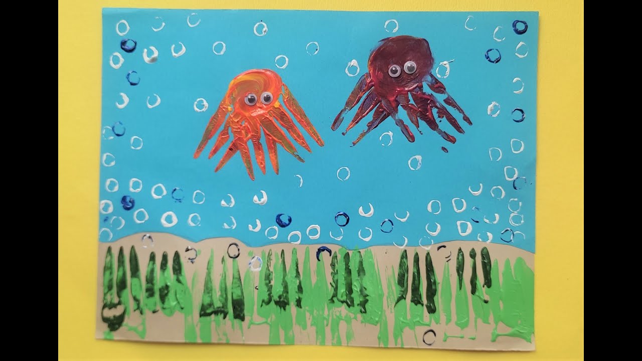 Octopus with stamping craft | Fork stamping | Straw stamping | Stamping ...