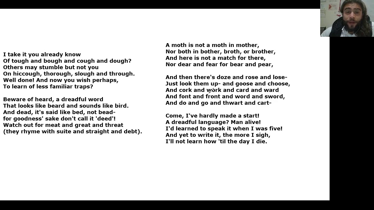 The Phonetic Poem - by Professor Johnny ( ESL Speaking drill. ) - YouTube
