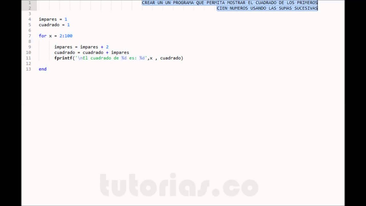 ciclo for – matLab (suma de cuadrados por sumas sucesivas) - YouTube
