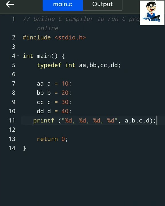 typedef execution using c in tamil #happycoding #cprogramming #tamil #shorts #typedef # ...