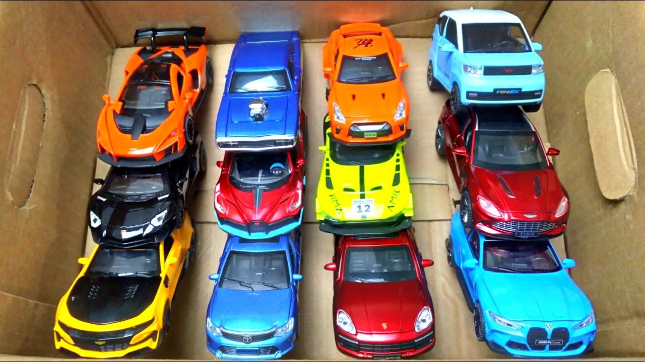 Box Full of Diecast Cars, Corolla, Dodge, Land Cruiser, Tesla, Truck ...