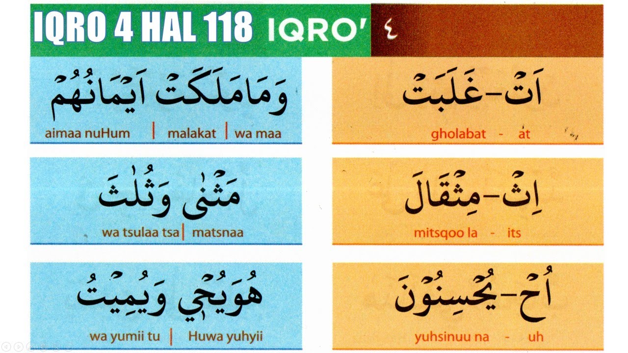 Iqro 4 (Hal 118). Belajar Baca Iqro' 4, Cara Cepat dan Mudah Membaca ...