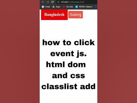 How to click event js html dom wiht css classlist add - YouTube