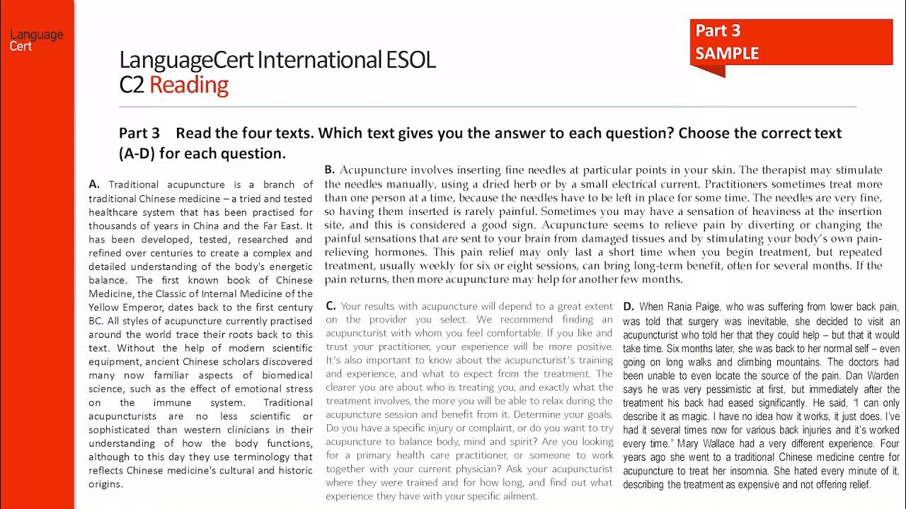 LanguageCert International ESOL Exploring C2 (Mastery) Reading - YouTube