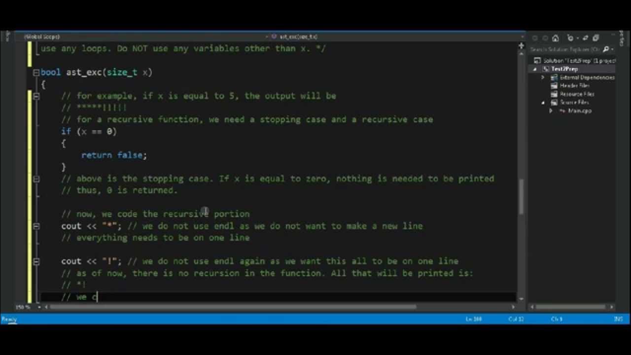 C Programming Recursion Logic Printing Asterisksexclamation Points Example 1 Youtube