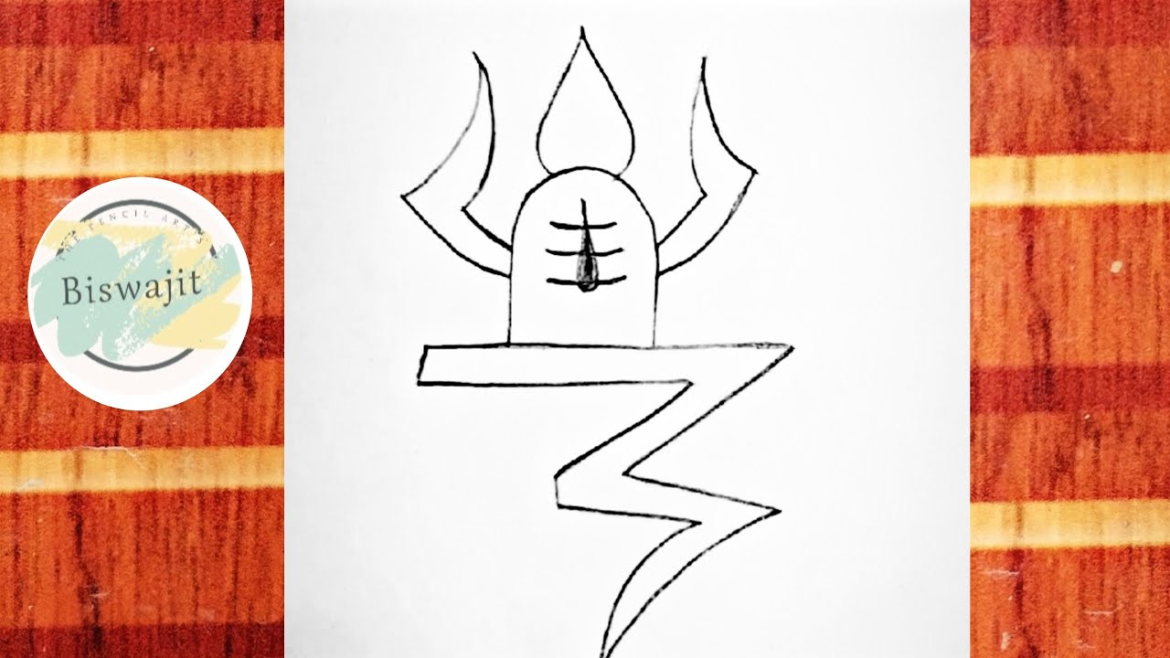 Shivling easy drawing | Beautiful simple Shiva drawing | simple trishul ...