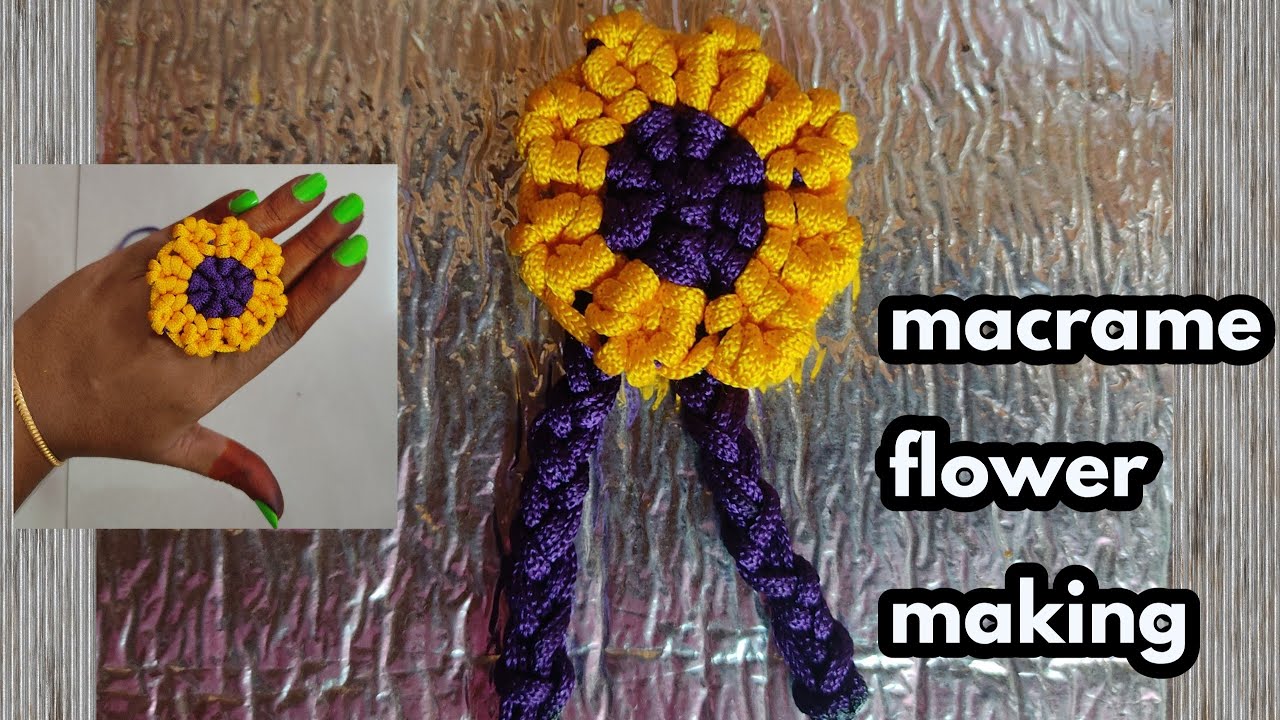 Easy macrame Flower tutorial | macrame Flower making/@arjanartcrafts - YouTube