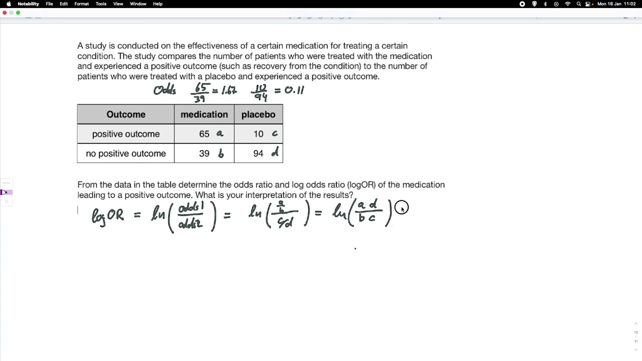 Determine The Log Odds Ratio From Raw Data YouTube