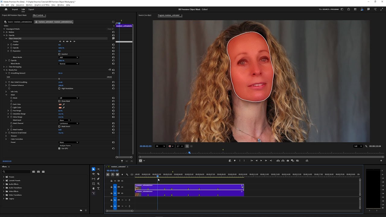 Perfect Skin in Premiere Pro | Beauty Box & Premiere Pro's Object Mask ...