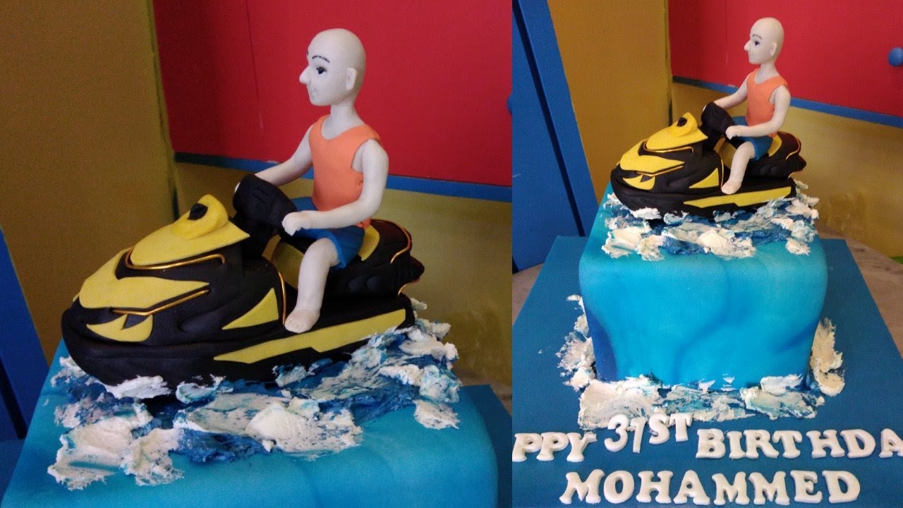 How to make Jetski Birthday cake Topper styro fondant - YouTube