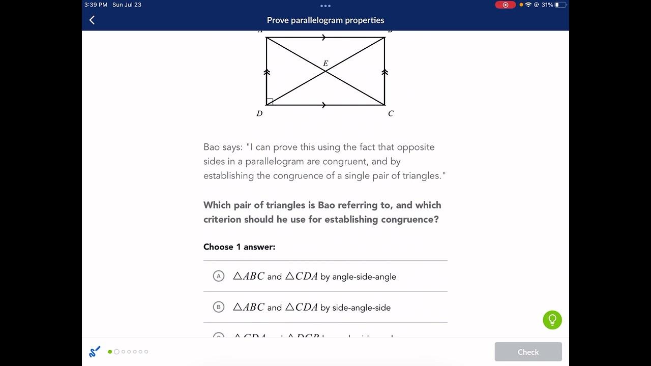 Khan Academy Tutorial: prove parallelogram properties - YouTube