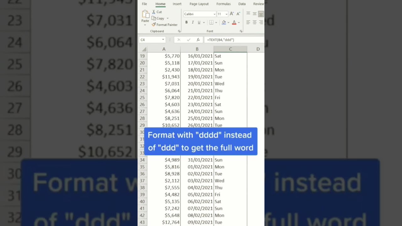 Day Of Week In Excel YouTube Day Of Week In Excel YouTube