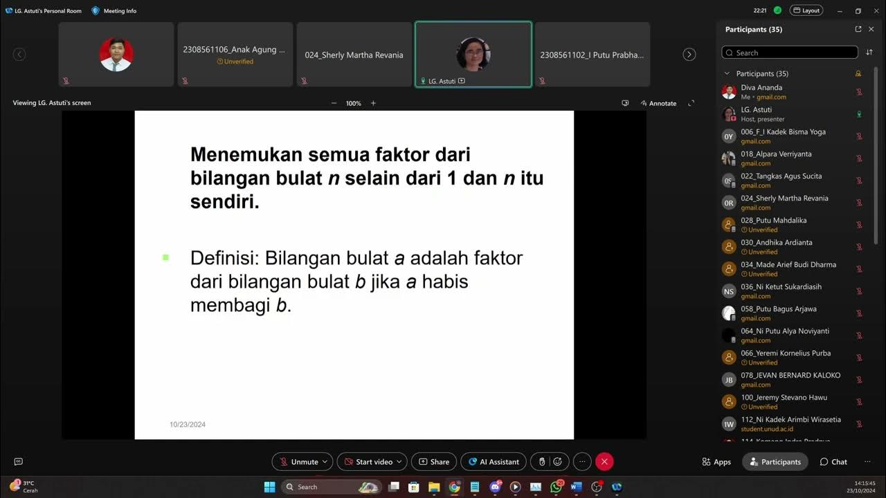 Desain dan Analisis Algoritma - D F - 23 Oktober 2024 - YouTube