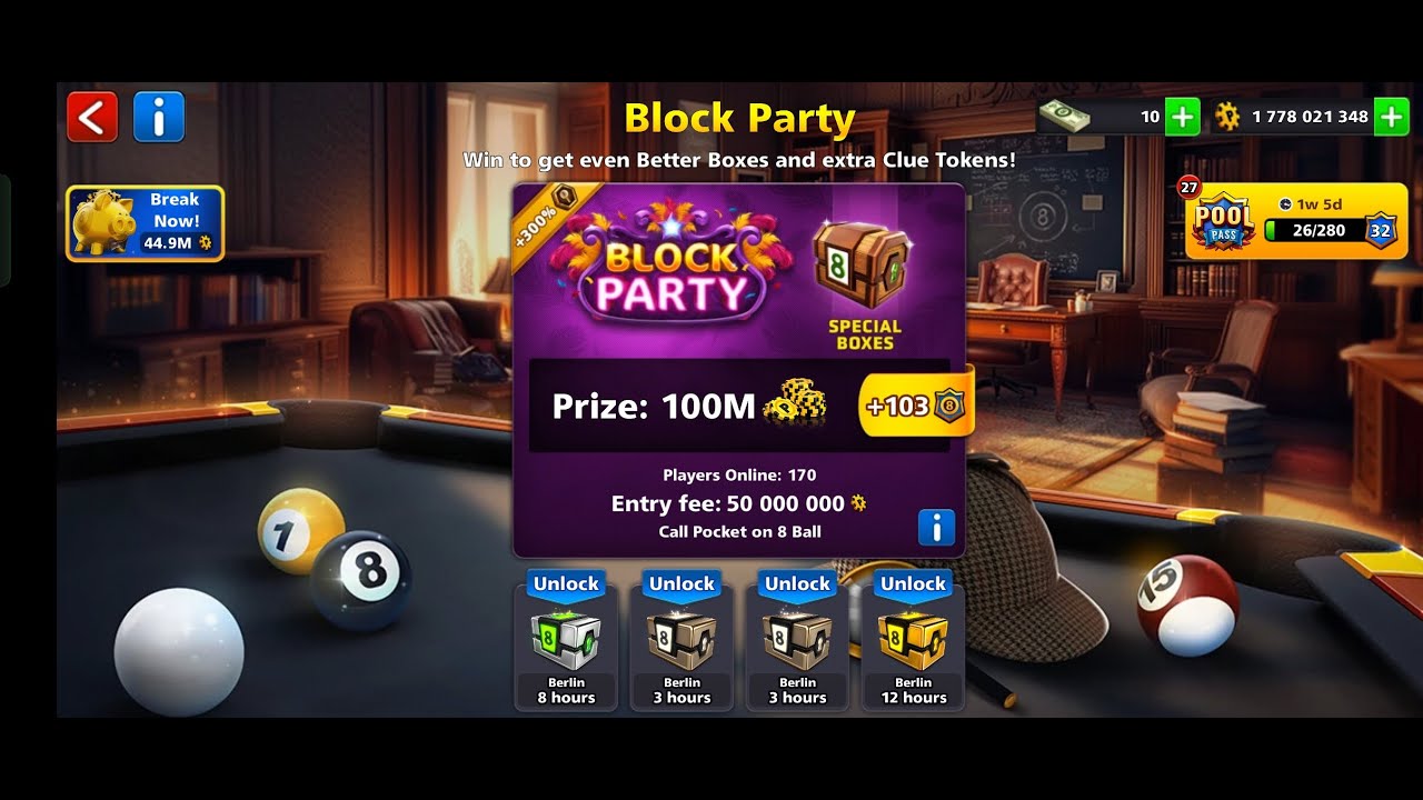 LET'S PLAY BLOCK PARTY 😨😨100M IN 8 BALL POOL GAME - YouTube