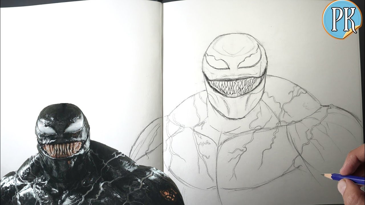 How to draw VENOM || easy outline tutorial ||venom the last dance - YouTube
