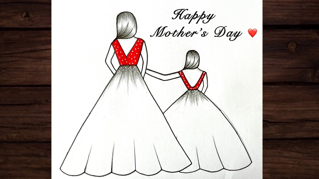 Easy & Beautiful Mother’s Day Drawing / Mother’s Day Card Drawing Idea ...