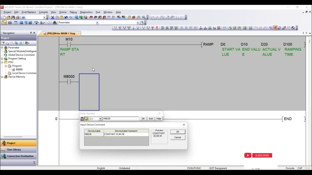 How to Use RAMP Instruction With FX3U PLC GX Works2 ||Sample Video - YouTube