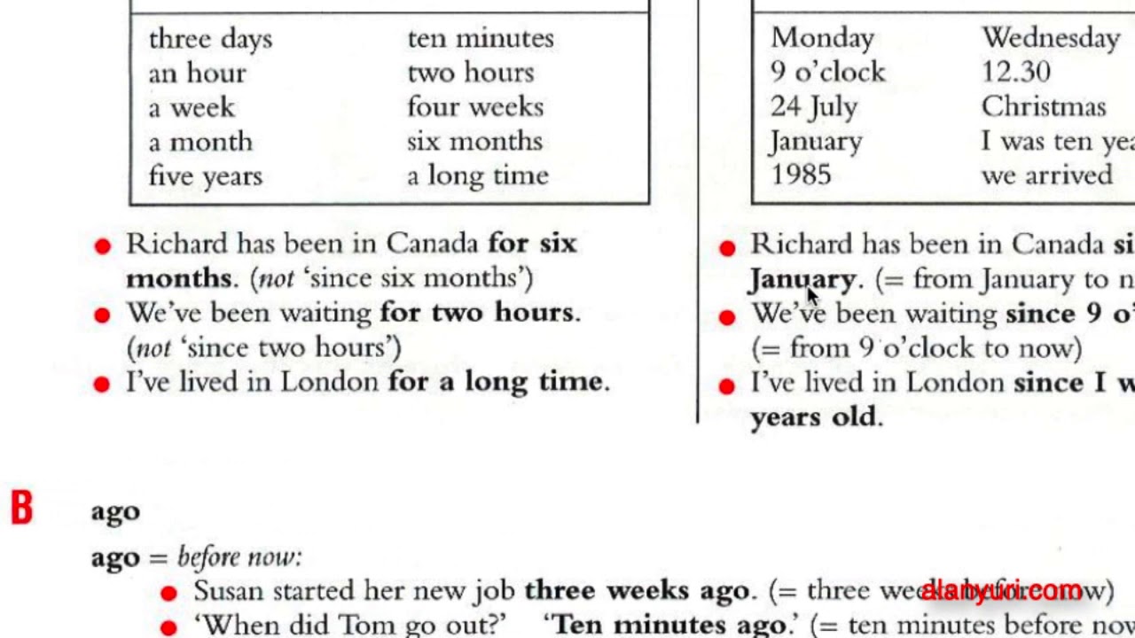Grammar 19 - For, since, ago Preposição for, preposição since ...