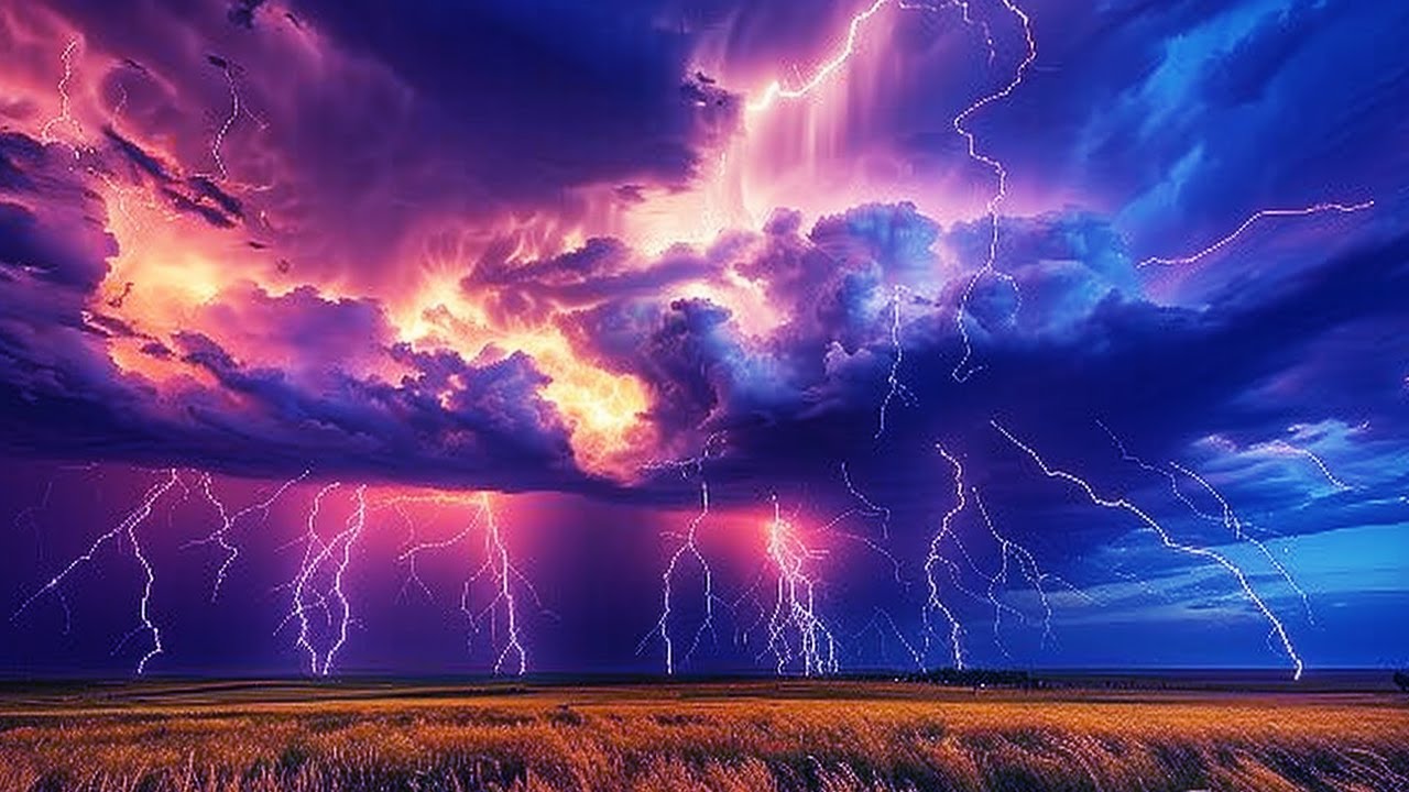 Strong Thunderstorm at Nightt - Heavy Rain & Lightning Ambience with ...