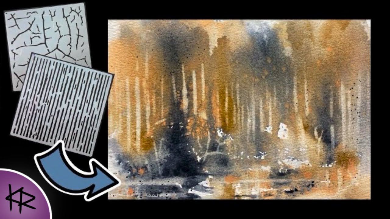 Reverse Stenciling WATERCOLOR // Random Color Challenge // abstract ...