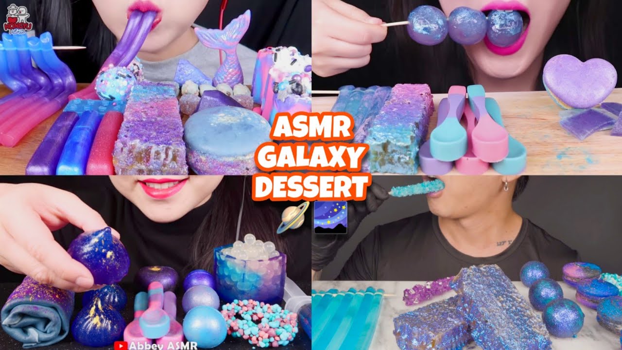 Asmr Mukbang Galaxy Dessert πͺπ Popping Boba Jelly Honeycomb Macaron