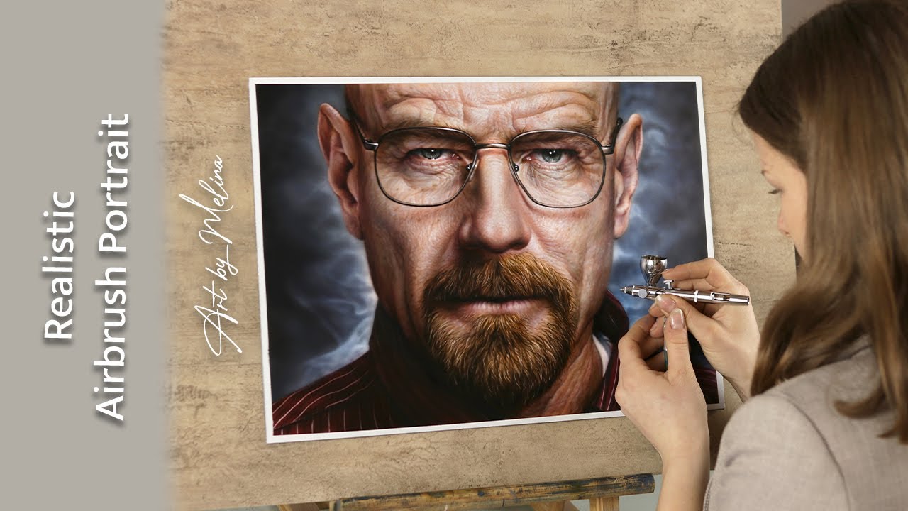 Airbrush Portrait of Walter White - Realistic Skin Texture! - YouTube