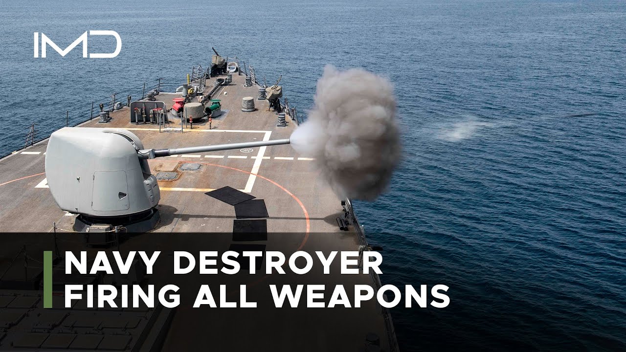 CIWS, 25mm, 50 Cal, and 5-Inch Guns in Action | USS Paul Hamilton Live ...