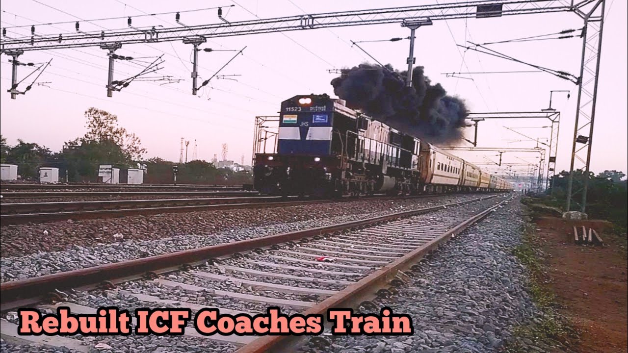 ICF Rebuilt Coaches Train||Pulled by Diesel Locomotive ...