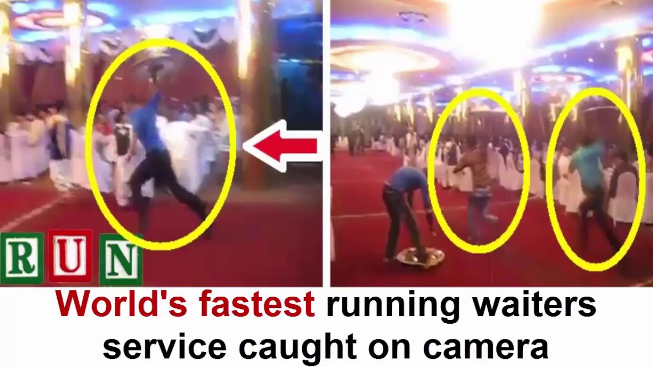 World's fastest running waiters service caught on camera - YouTube