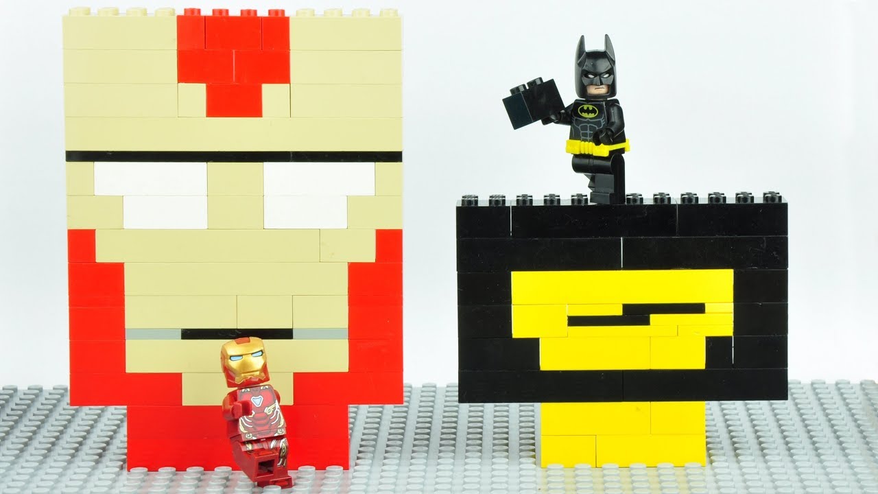 Lego Batman and Iron Man Brick Building Mosaics Superhero Fun Animation ...