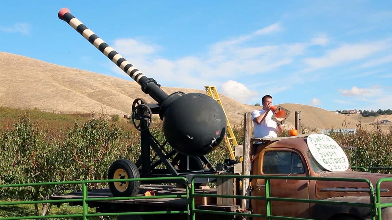 Cannon Sends Pumpkins 1,200 Feet - YouTube
