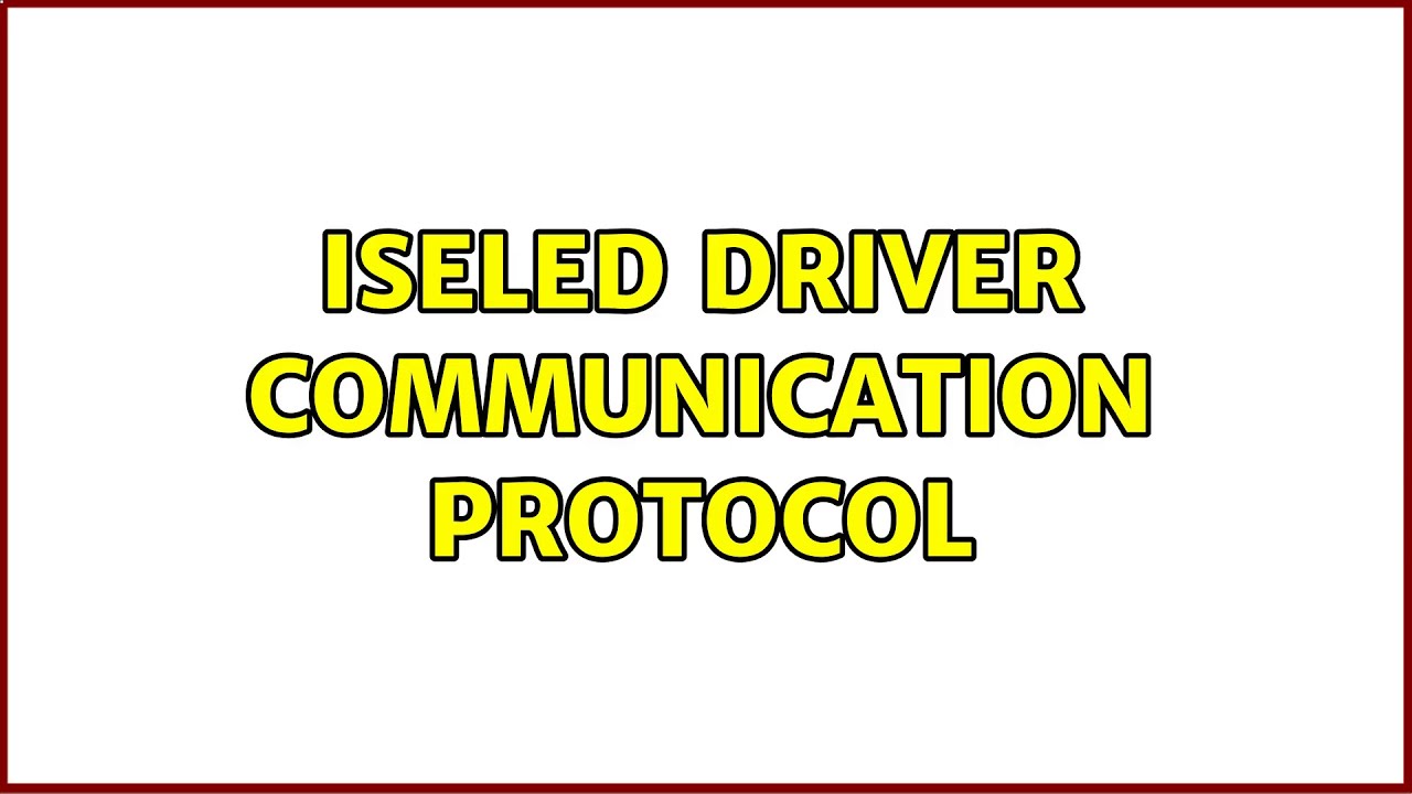 ISELED Driver Communication protocol - YouTube