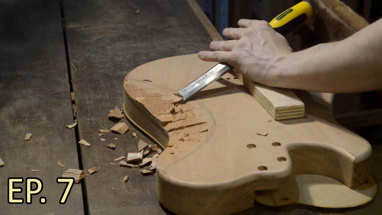Guitar Build - Part 7 - Tummy cut - YouTube