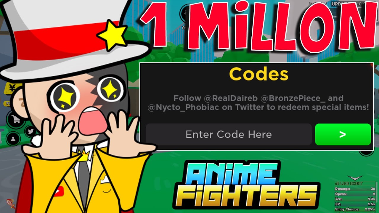 SUPER CODIGO DE 1 MILLON EN ANIME FIGHTERS SIMULATOR CODES ROBLOX - YouTube