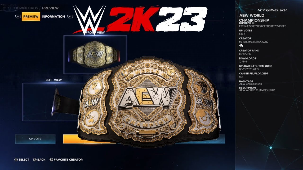 WWE 2K23 - How To Get AEW Championship - YouTube