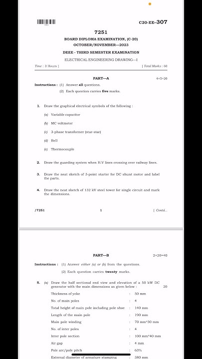 Diploma Important questions | C20 EEE drawing-1 Important questions ...