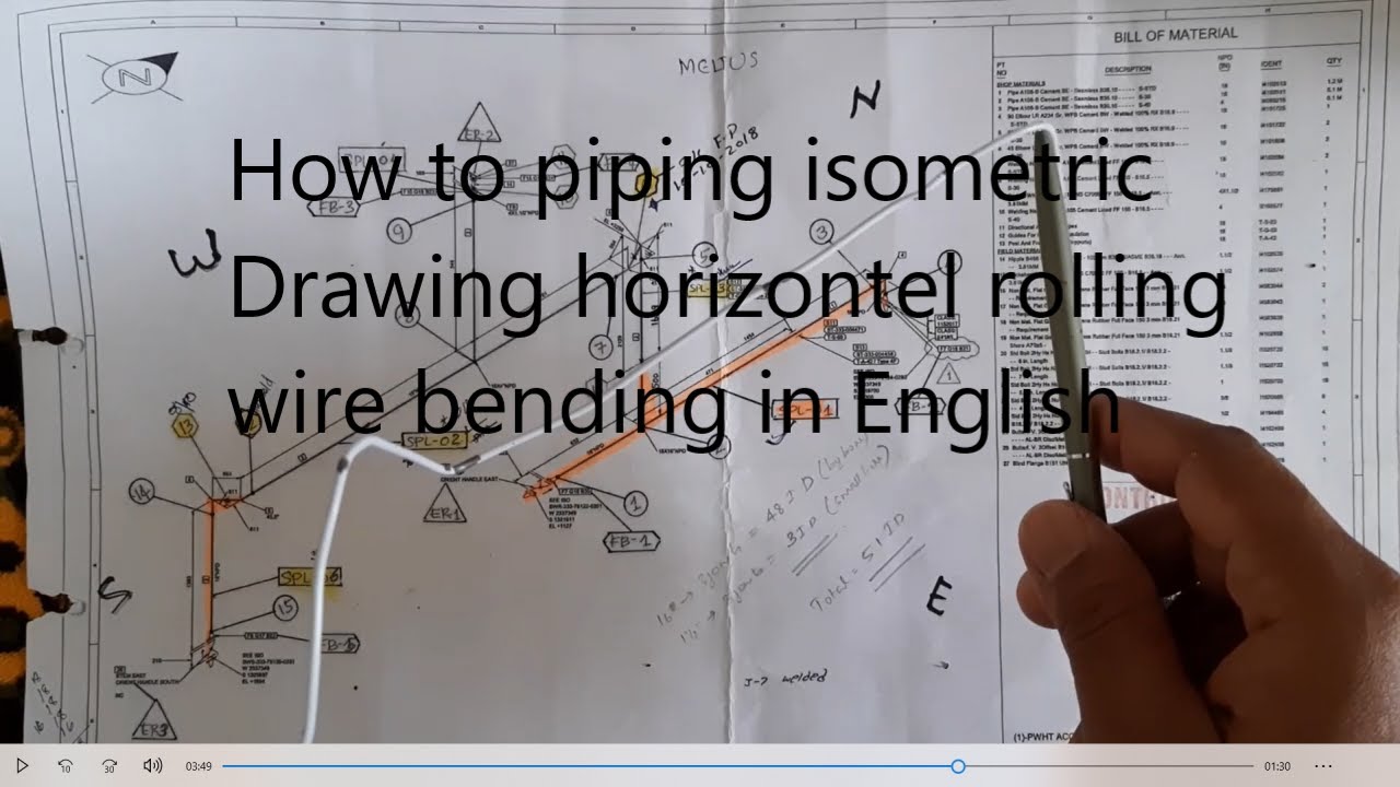 How to wire bending horizontal rolling of piping isometric in English ...